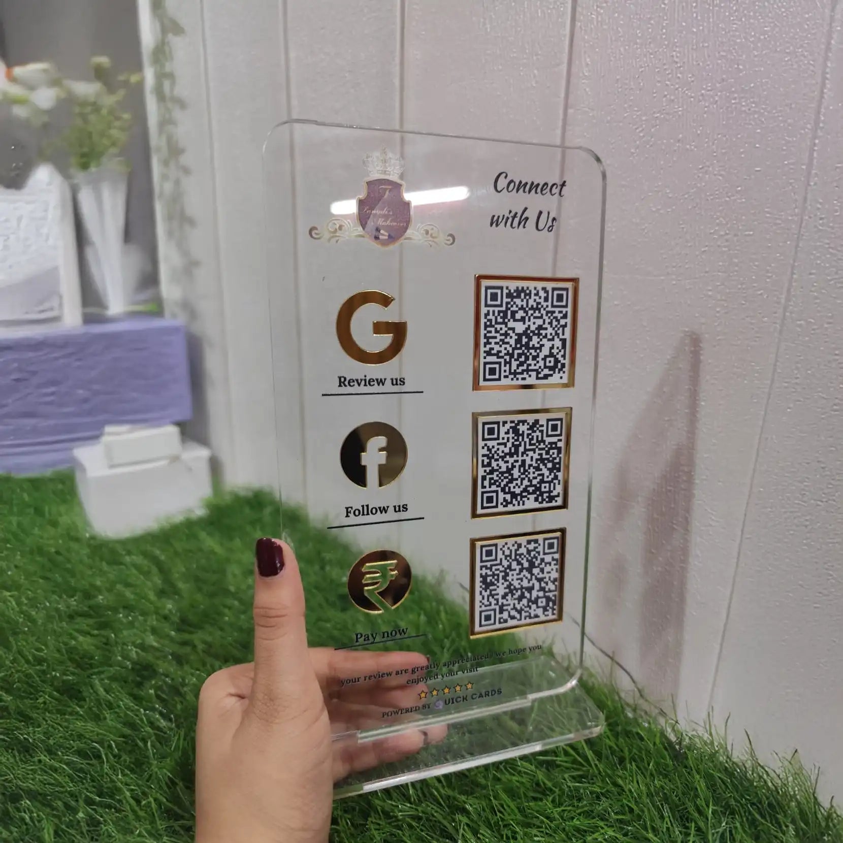 3 QR Vertical Premium Digital Standee – Quick Cards